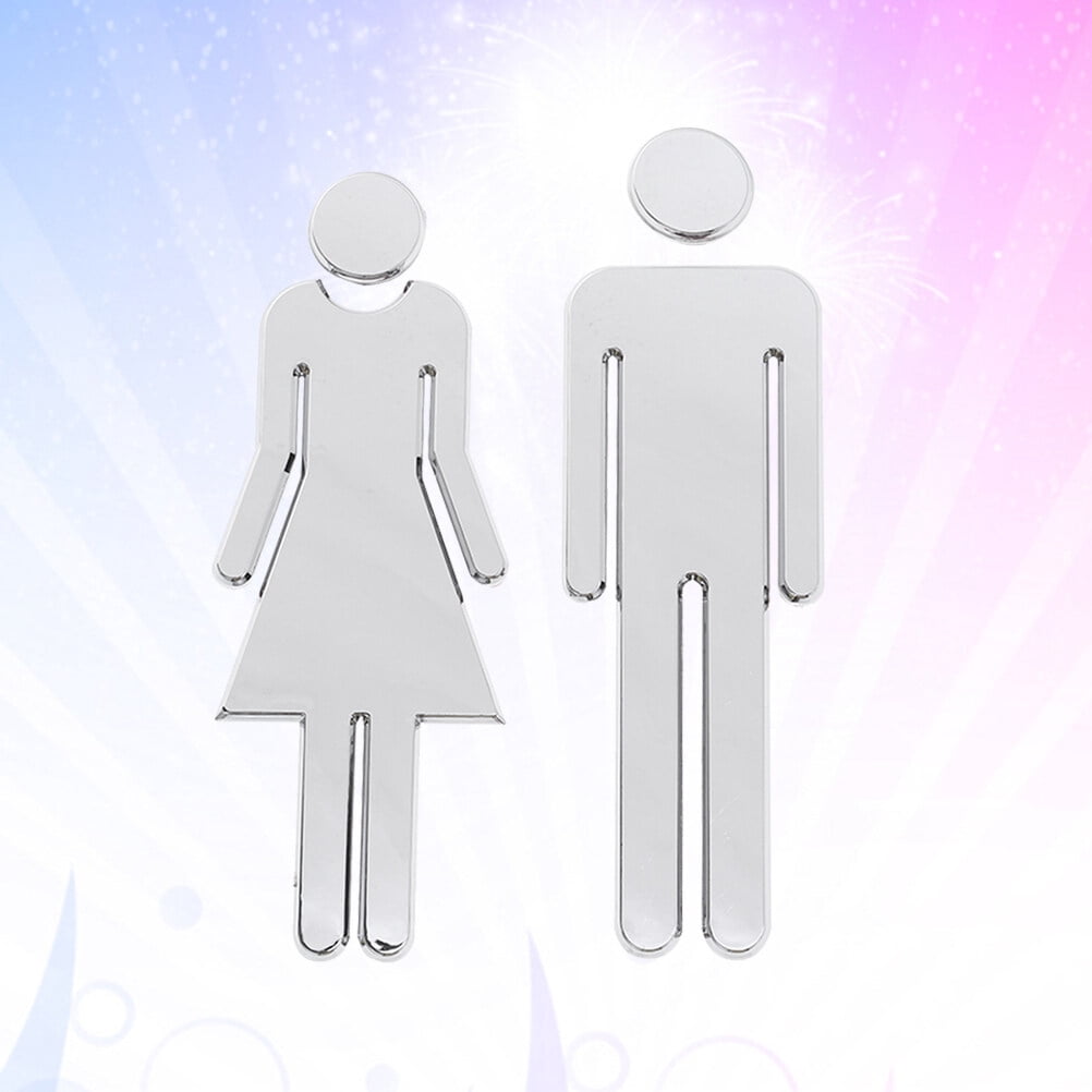 MLINS 1 Pair 12cm Self-adhesive 3D Mirror Public Toilet Restroom Sign ...