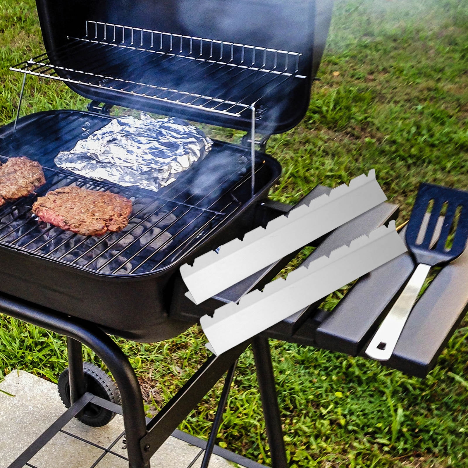 MLINS 1 Pair Stainless Steel Shish Kebab Skewers Rack Universal Bbq ...