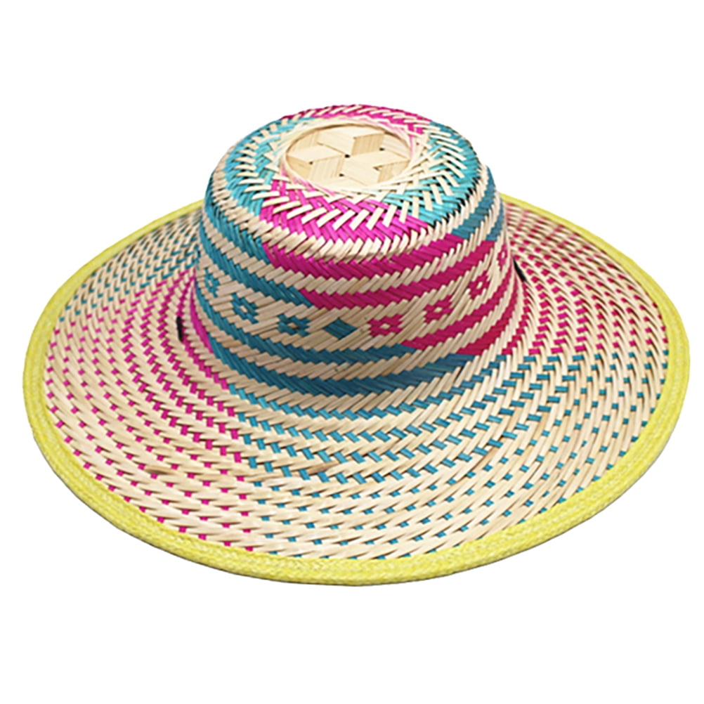 MLINS 1 Pc Colorful Outdoor Handmade Bamboo Weaving Hat (Assorted Color ...