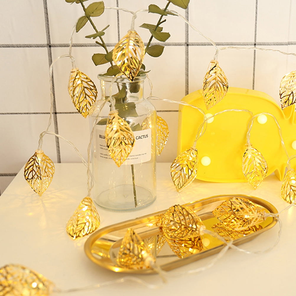 MLINS 1 Pc Hollow Golden Leaf String Light Iron LED Light without ...