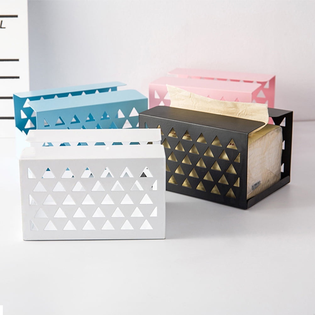 MLINS 1 Pc Simple Tissue Box Iron Art Paper Towel Holder Hollow Desktop ...