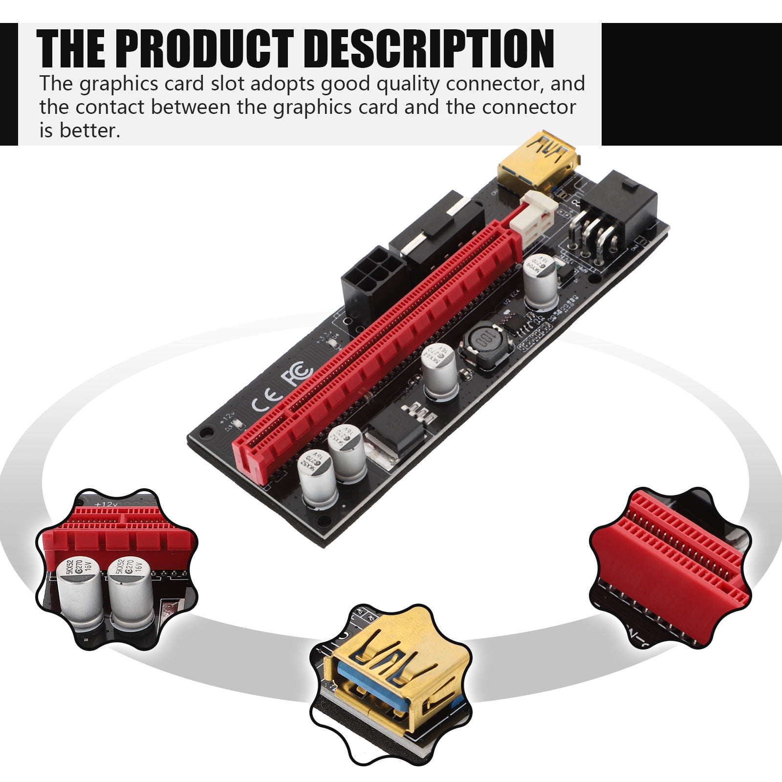 MLINS 1 Set 6-Pin PCI-E Mining Adapter GPU Riser Adapter Accessory ...
