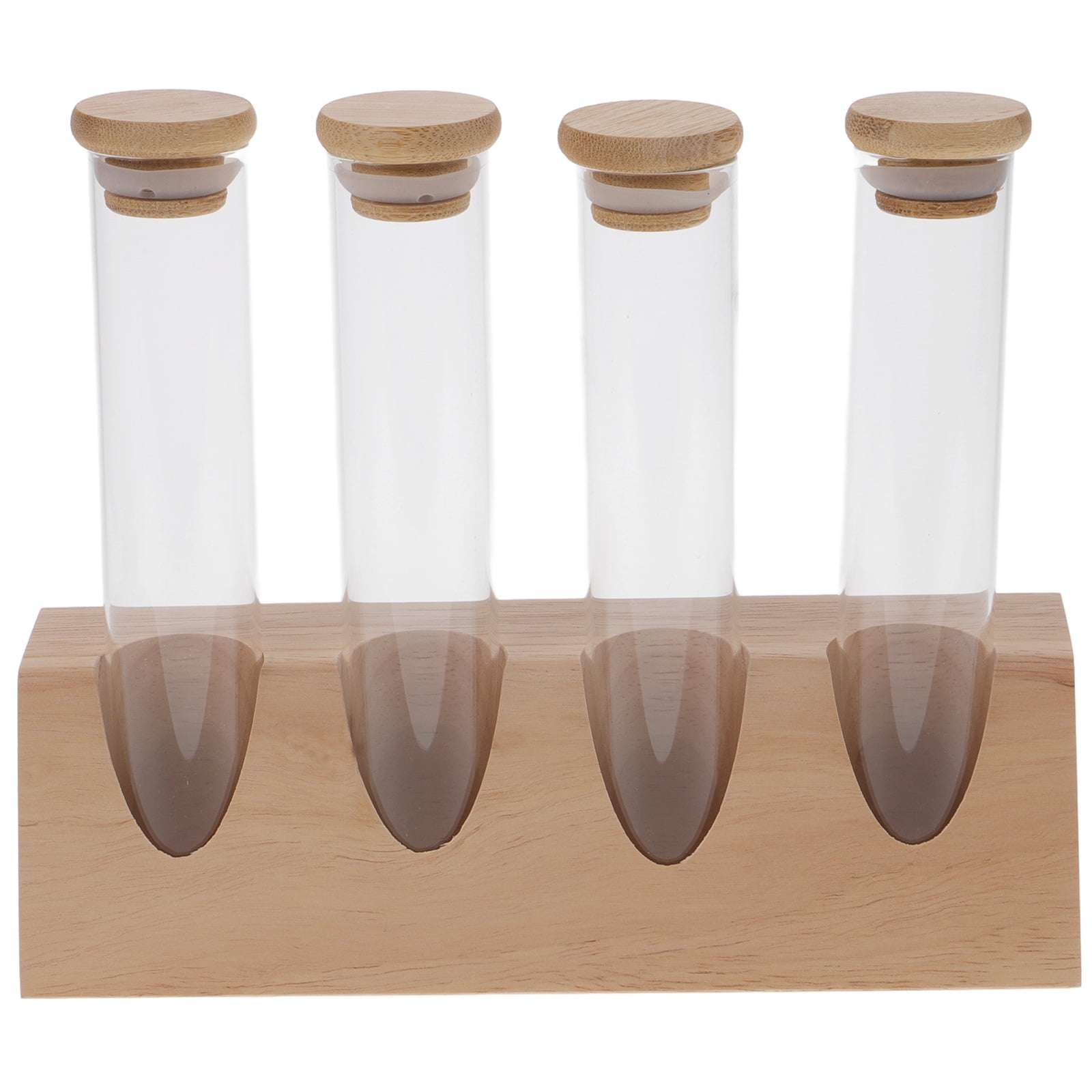 KONTONTY Glass Coffee Bean Storage Tubes Wood Modern Design Home Users ...