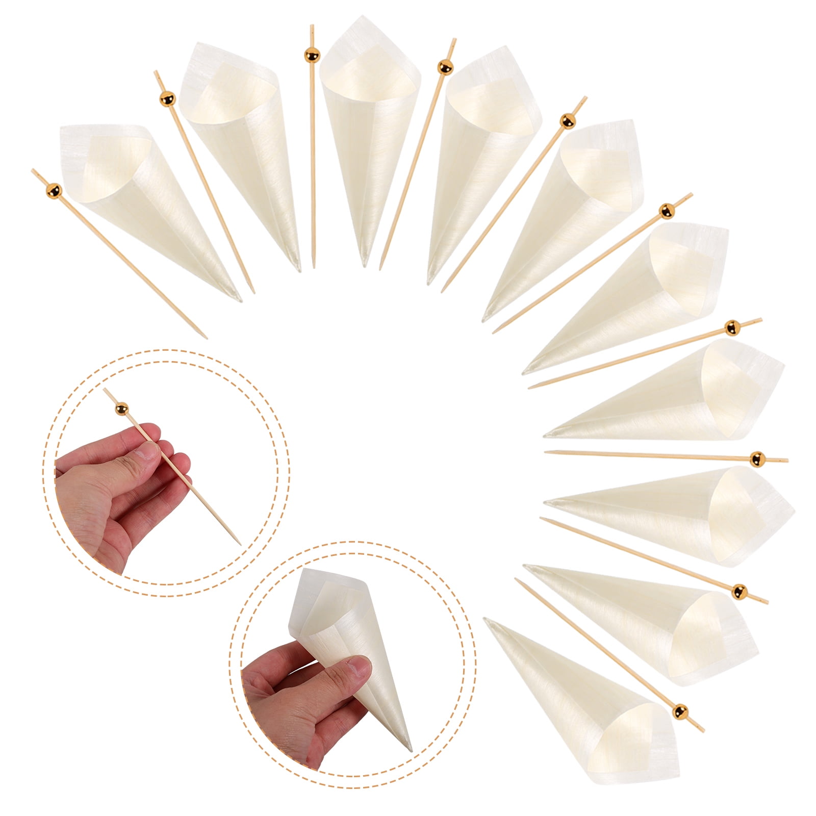 MLINS 1 Set Disposable Appetizer Wood Cones Charcuterie Cones And Fruit ...