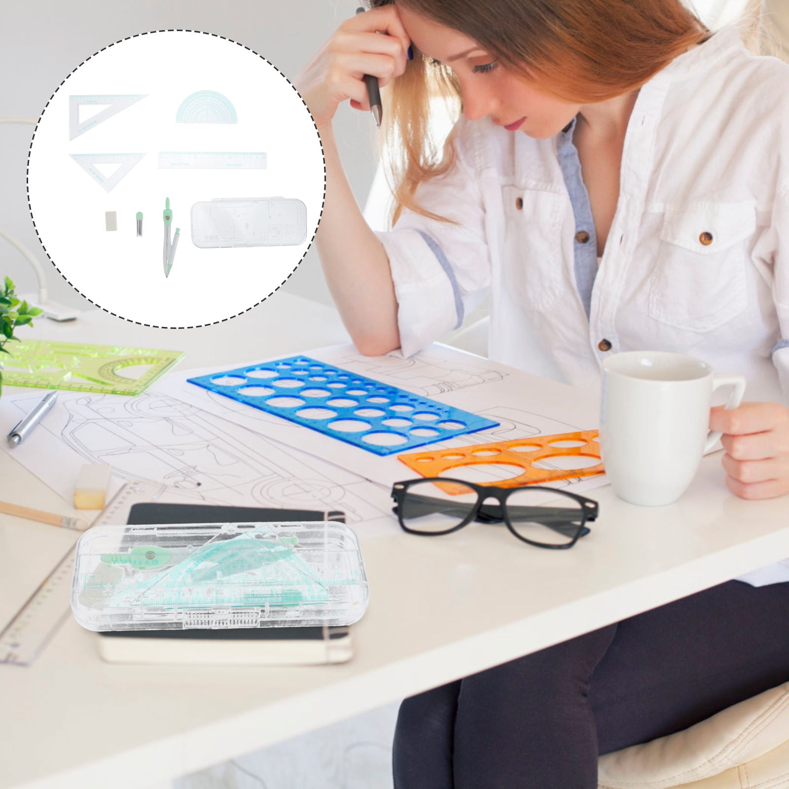 MLINS 1 Set Engineering Drawing Ruler Compass Ruler Tool Geometry ...