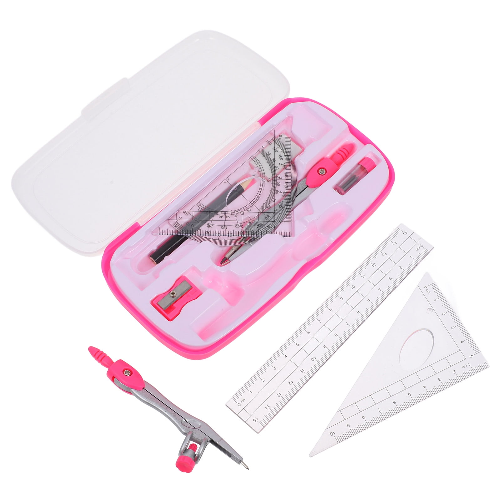 MLINS 1 Set Geometry Set for Students Rulers Protractor Compass Eraser ...
