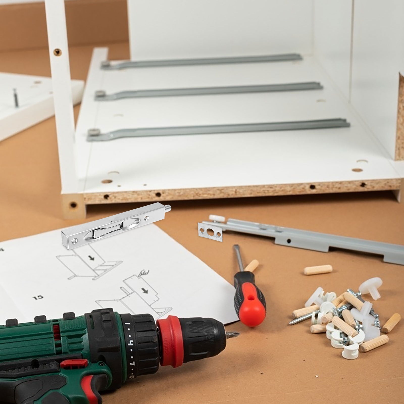 MLINS 1 Set Heavy Duty Stainless Steel Flush Bolt Hidden Door Latch ...