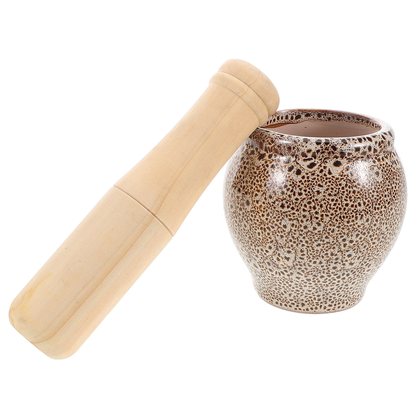 MLINS 1 Set Of Ceramic Garlic Pounder Grinding Bowl With Wooden Pestle ...