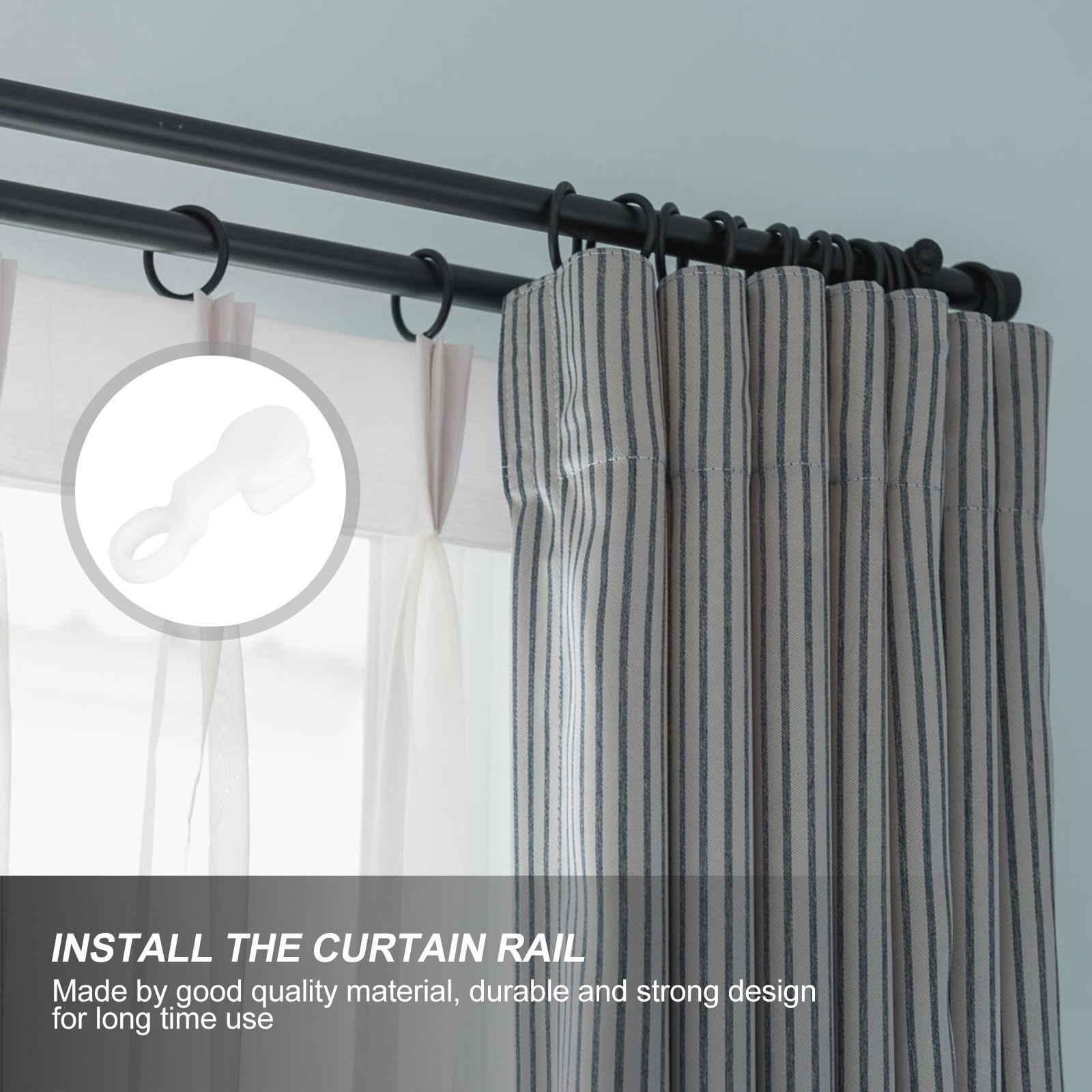 MLINS 1 Set Silent Curtain Wheels Plastic Curtain Track Rollers Curtain ...