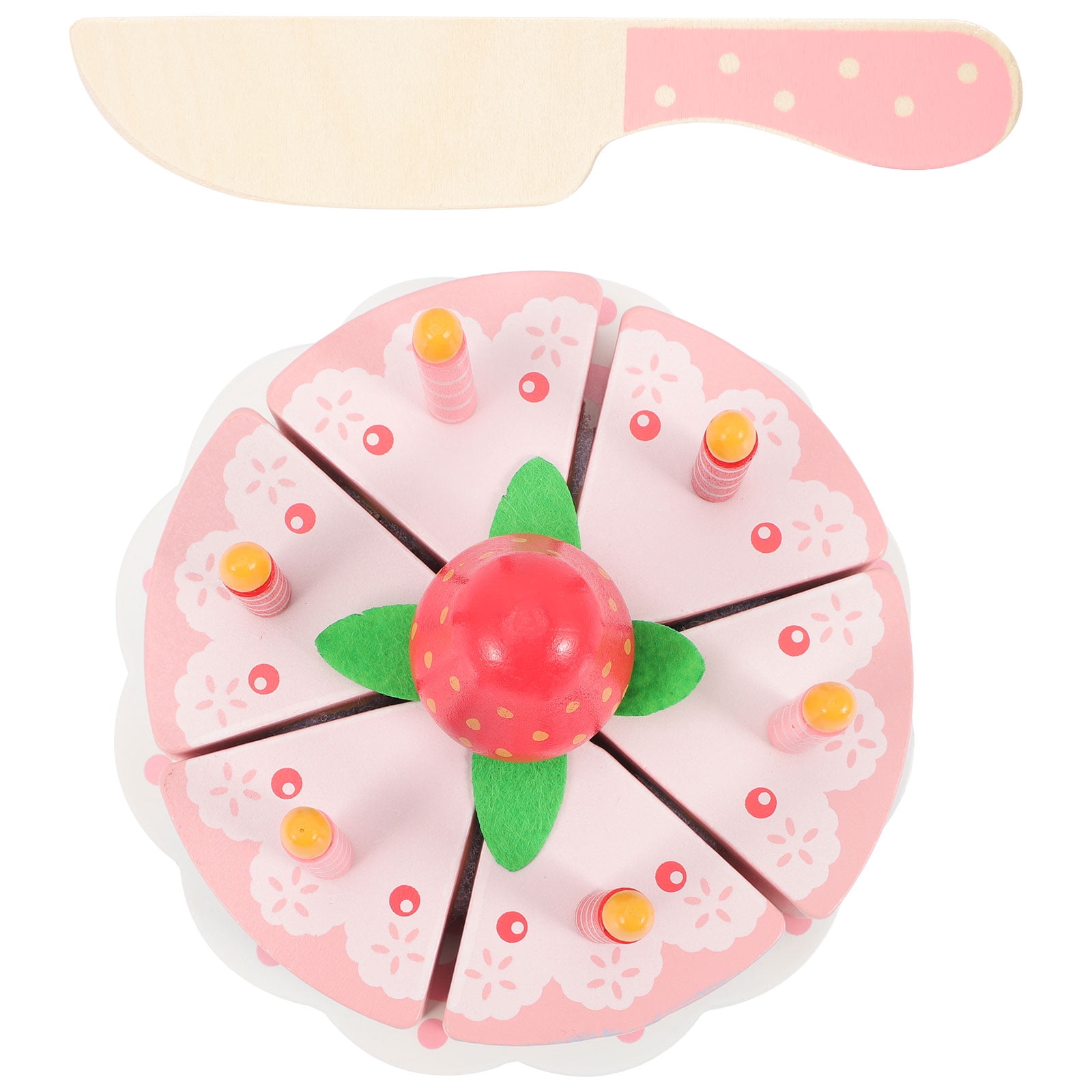 MLINS 1 Set Simulation Birthday Cake Wooden Toys Pretend Play Birthday ...