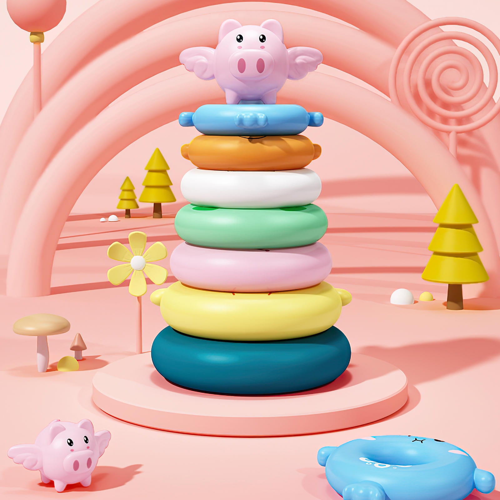MLINS 1 Set Stacking Ring Toys Rainbow Ring Tower Toys Kids Stacking Game Plaything - Walmart.com