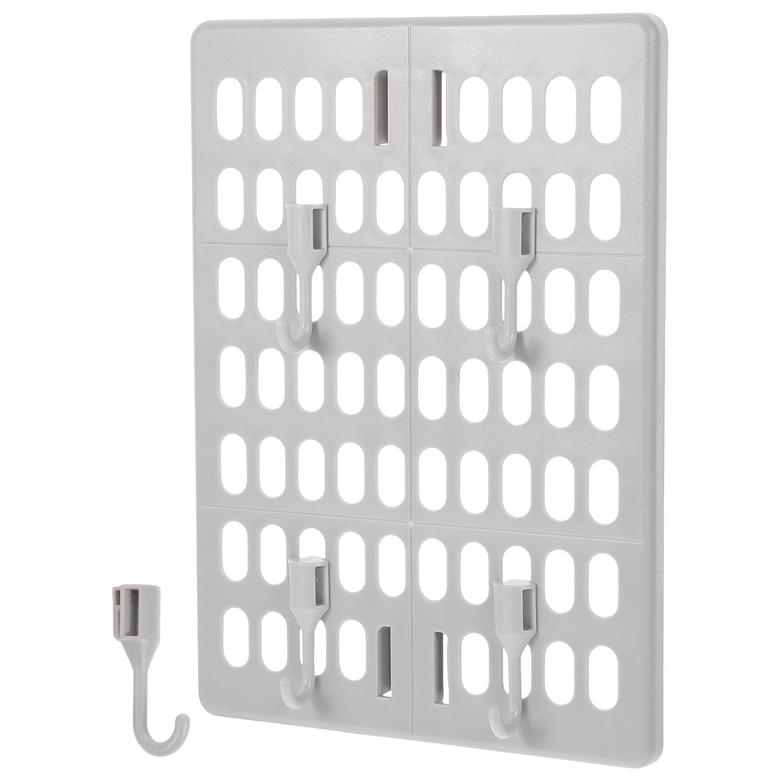 Milisten Wall Mounted Pegboard Grey PP Material 1 Set (1 Pegboard + 5 ...