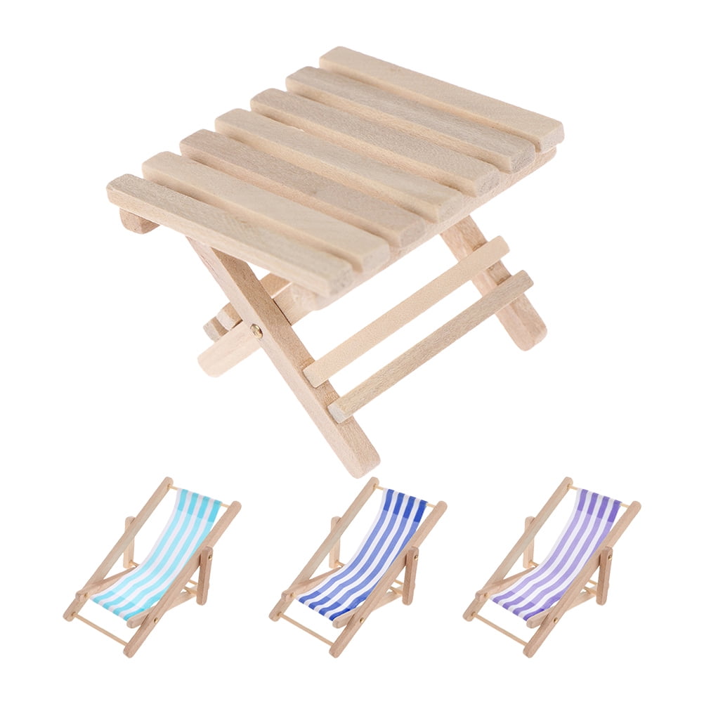 MLINS Wooden Mini Beach Chair for Dollhouse Decor Assorted Color Small ...