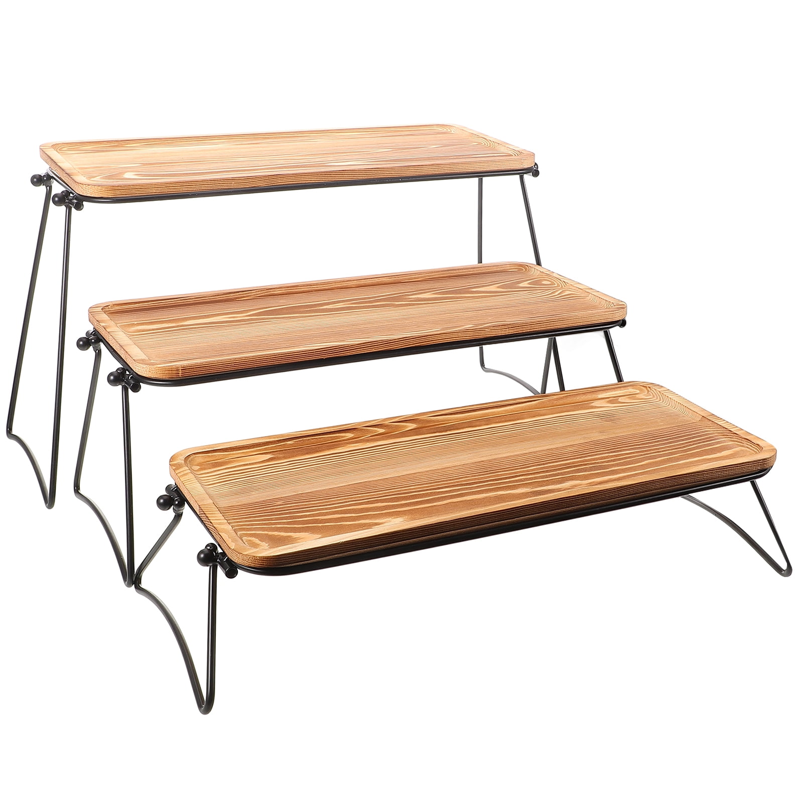 MLINS 1 Set of Rectangular Serving Tray Wooden Serving Tray with Rack ...