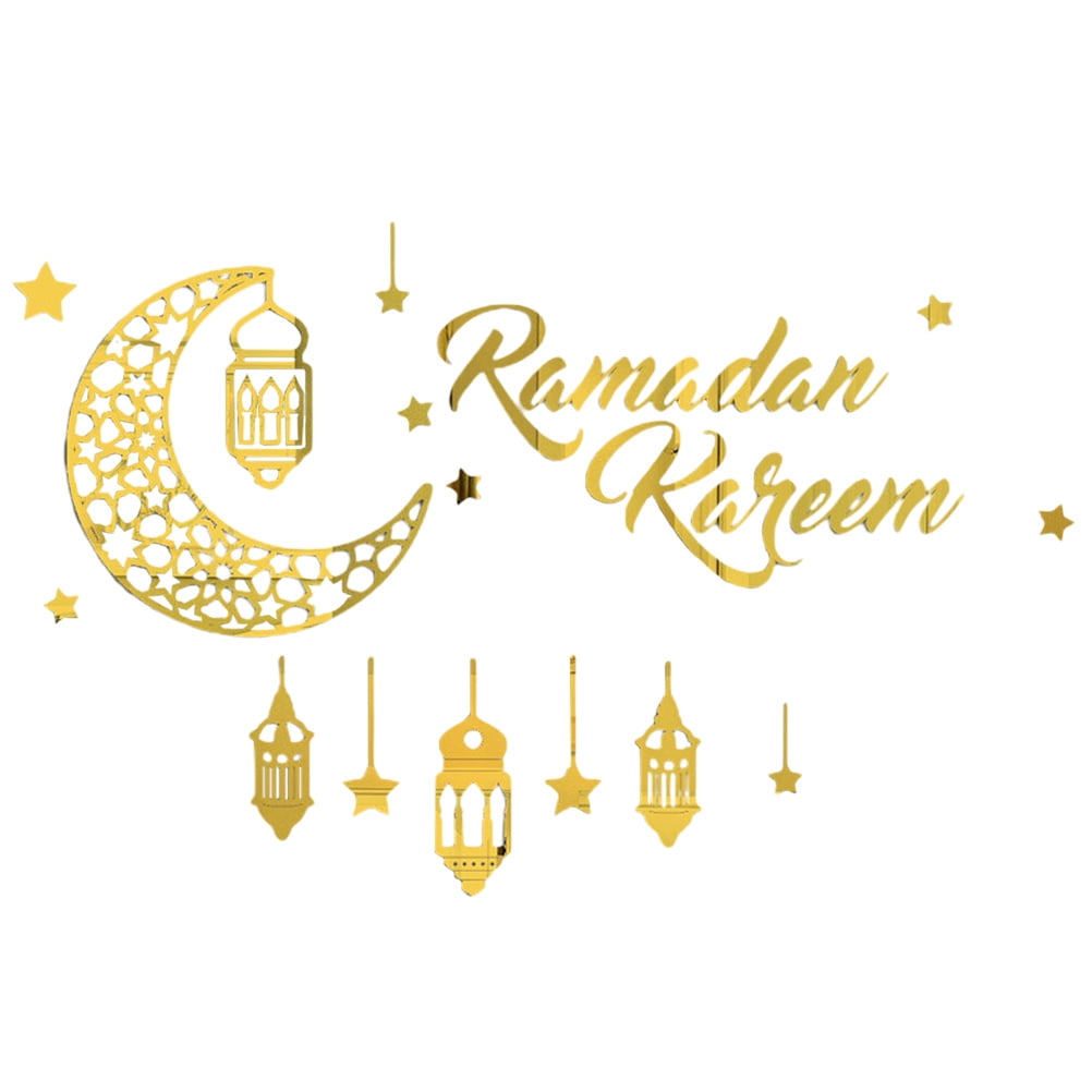 MLINS 1 Sheet Acrylic Mirror Effect Sticker for Ramadan and Eid Mubarak ...