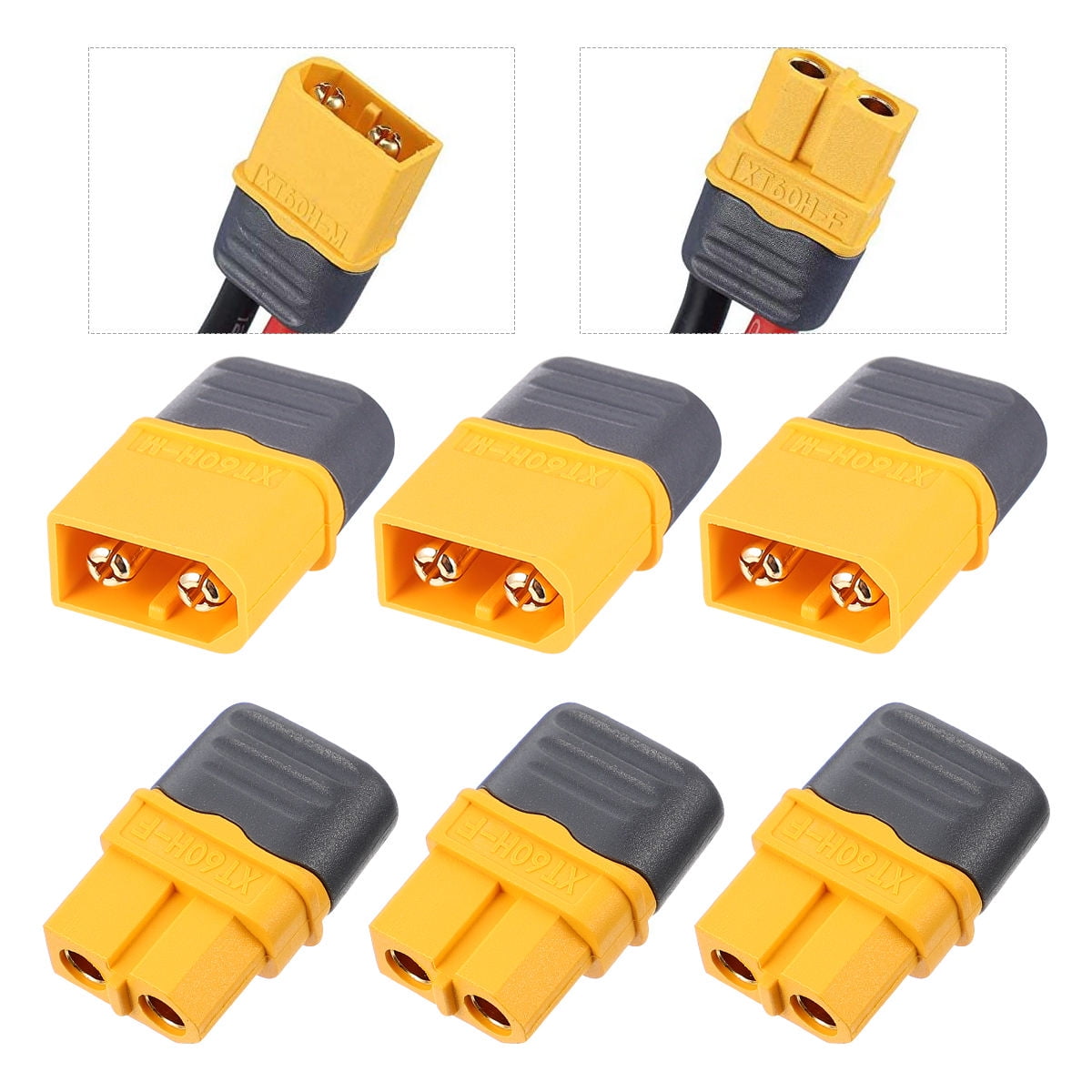 MLINS 10 Pairs Marine Electrical Connectors Xt60h Plug XTH Power Plugs ...