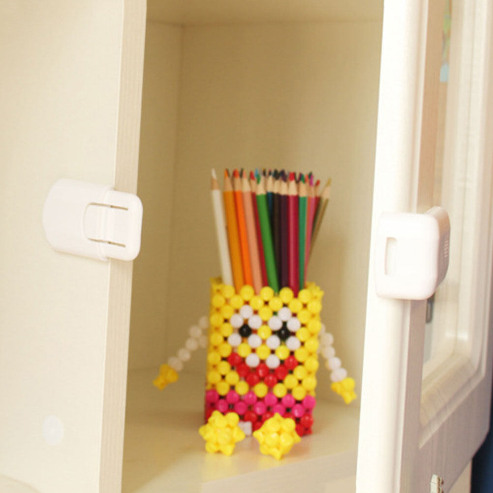 MLINS 10 Pc Sticky Cabinet Latches Kids Safety Locks Baby Child White ...