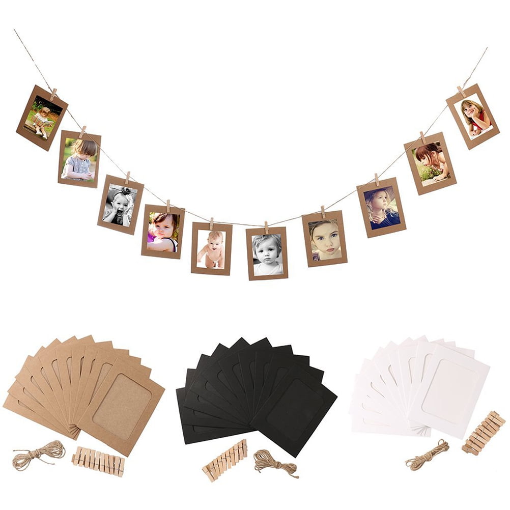 MLINS 10 Pcs Banner Hanging Clips Hook Photo Kraft Paper Frames Rustic ...