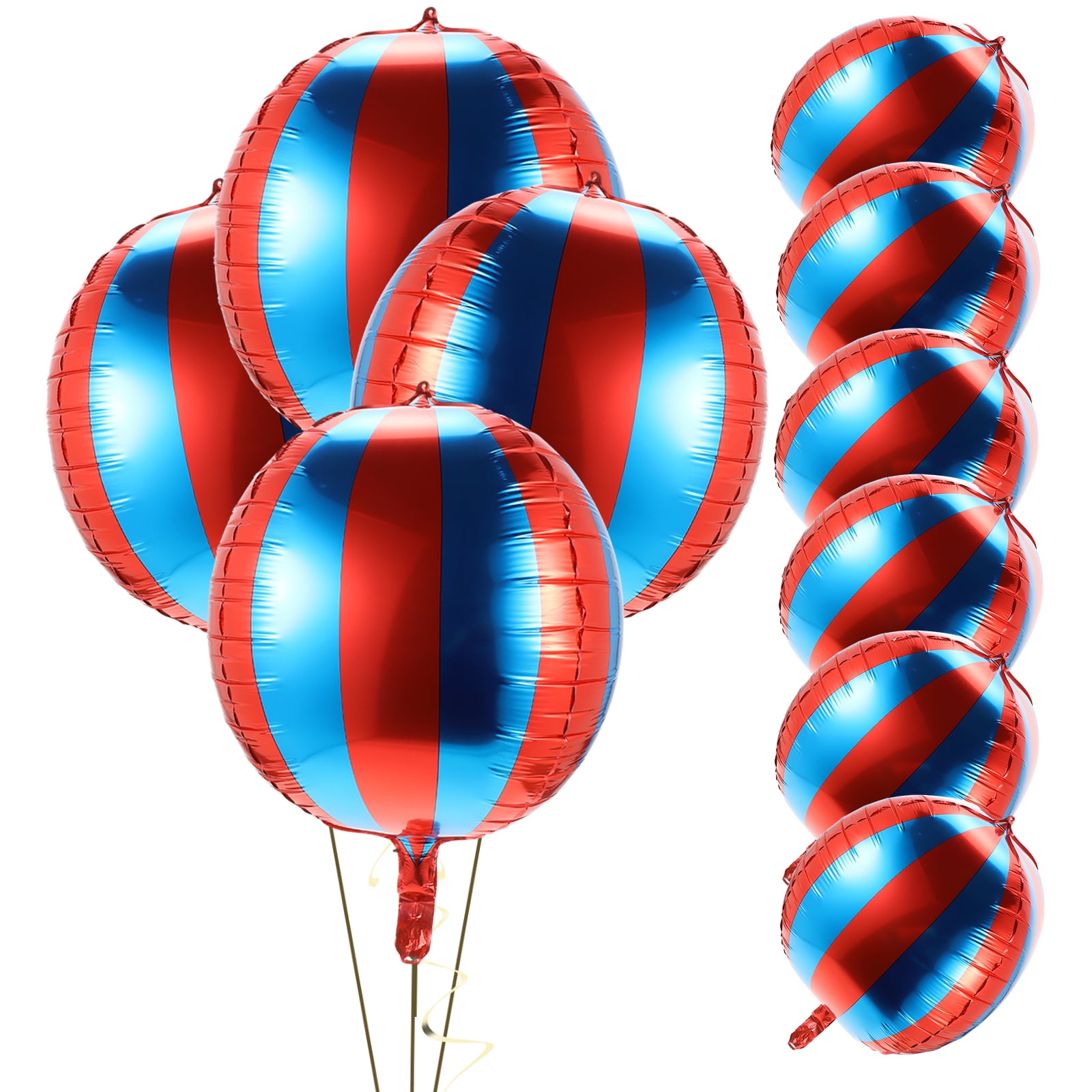 MLINS 10 Pcs Carnival Striped Balloons Rainbow Theme Round Aluminum ...