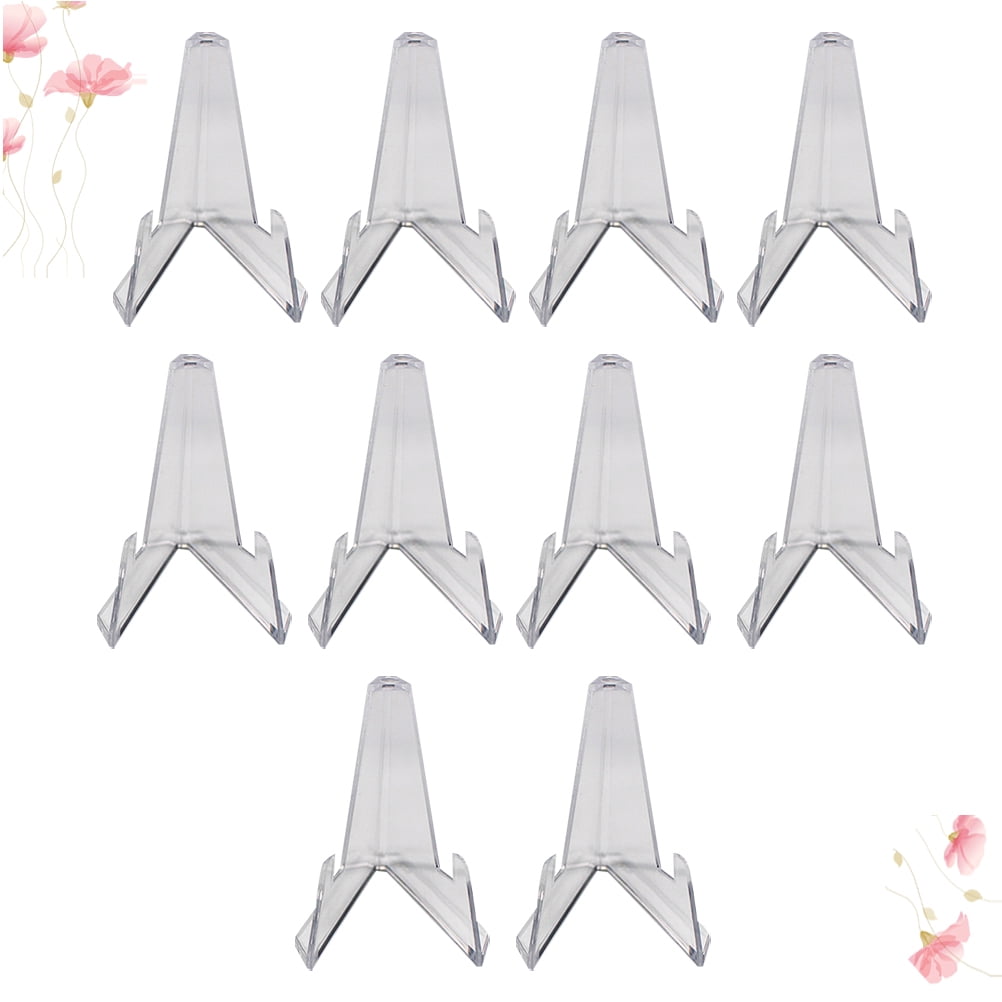 10pcs Display Easel Rack Clear Plastic Stands for Pictures Collections ...