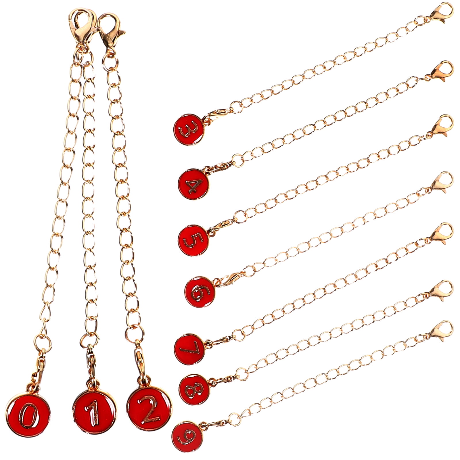 Red Metal Number Charms Chain for Decor Simple Design Lightweight and ...