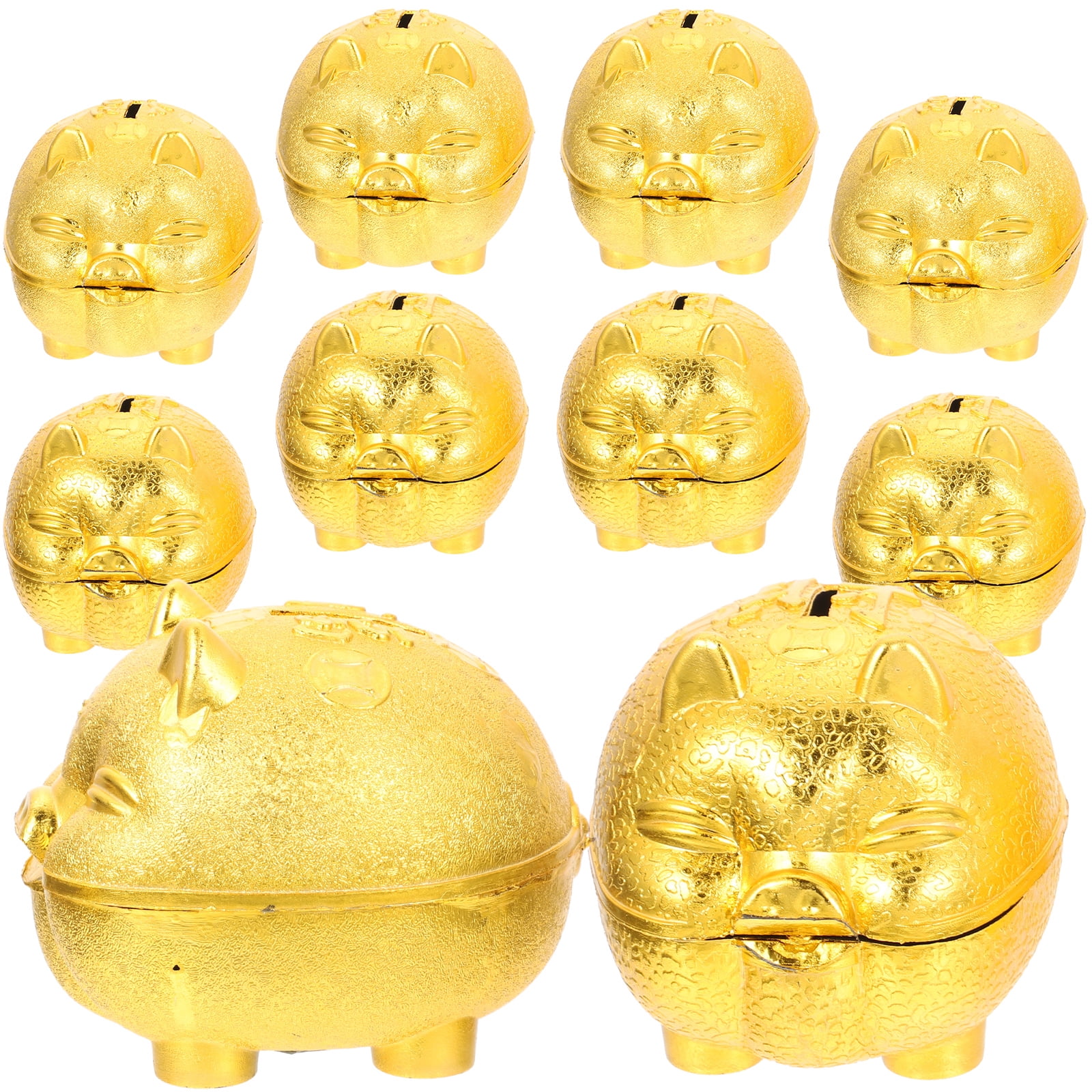 MLINS 10 Pcs Golden Pig Piggy Banks Coin for Kids Toy Toddlers Break ...