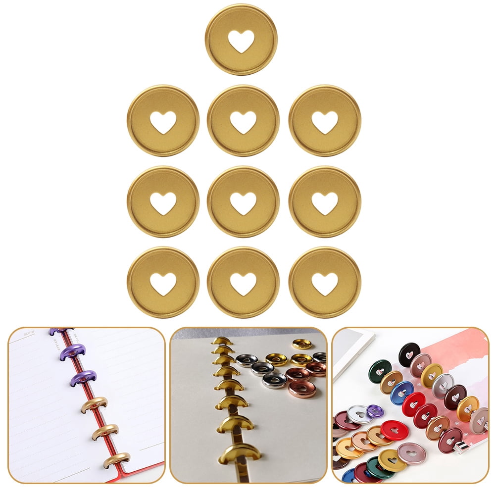 MLINS 10 Pcs Heart Binder Disc Classroom Binding Buckle Office Golden ...