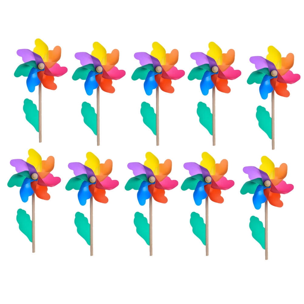 MLINS 10 Pcs Mini Colorful Wooden Pole Windmill Pinwheels - Walmart.com