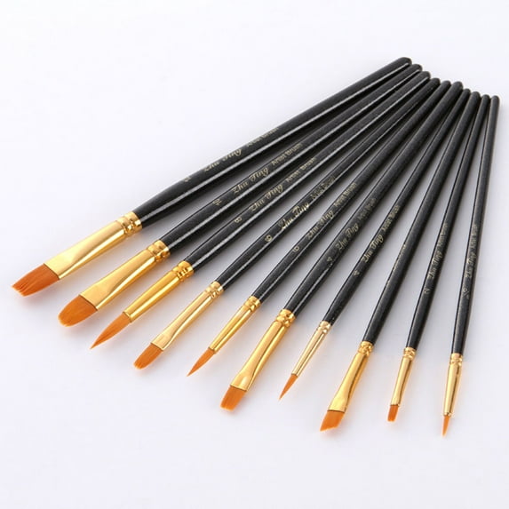 MLINS 10 Pieces Paint Brush Model Painting Brushes for Kids Black ...