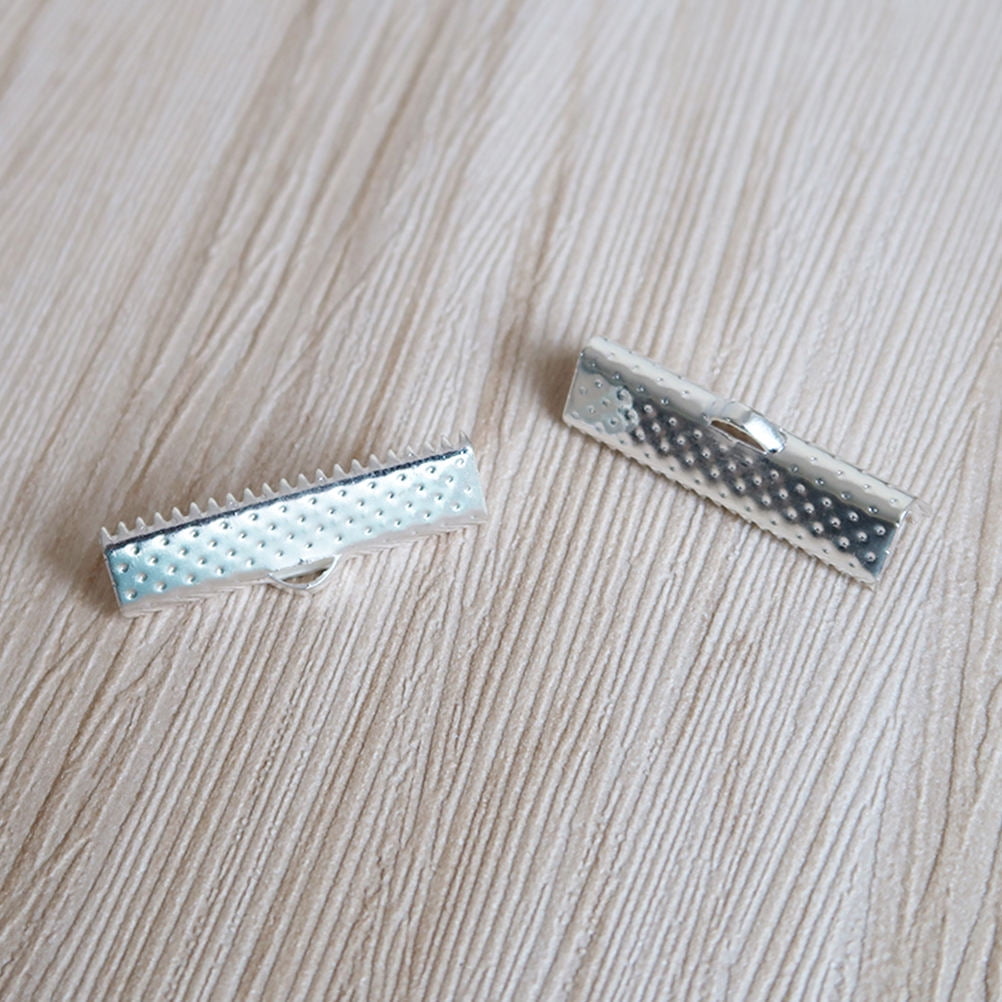 MLINS 100 PCS Cord End Fastener Clasps Bracelet Clamps Cable Key Silver ...