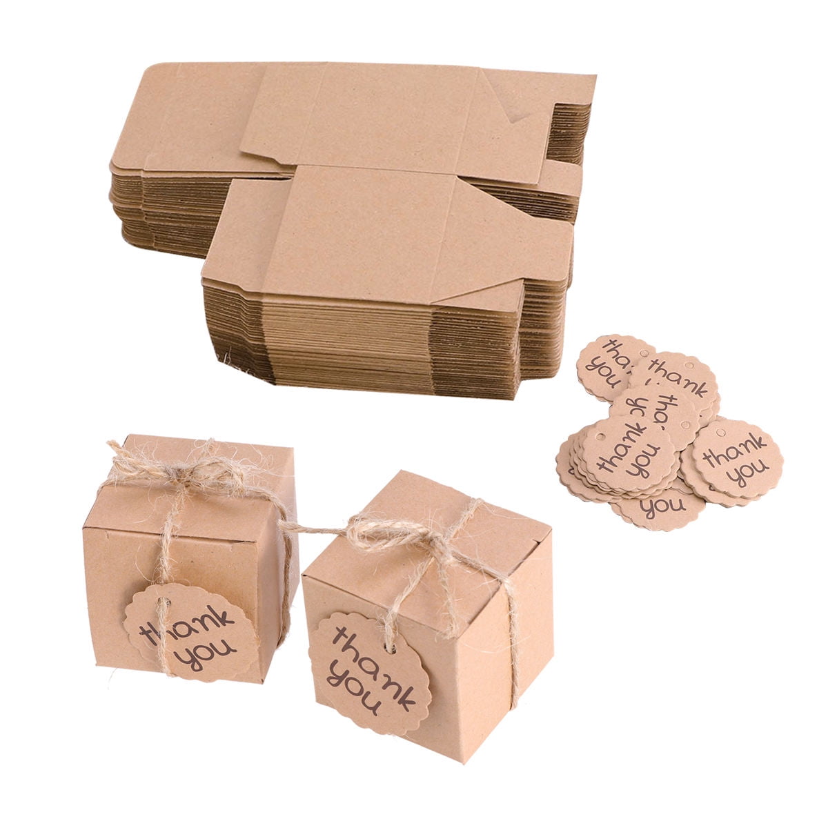 MLINS 100 Pcs/50 Thank You Paper Bag Wedding Favor Boxes 感谢卡 果盒 100pcs ...