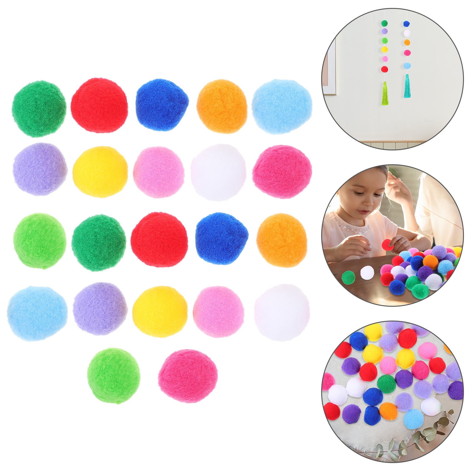 MLINS 100 Pcs Diy Fluffy Balls Colorful Cats Dog Toy Aesthetic Pompoms ...
