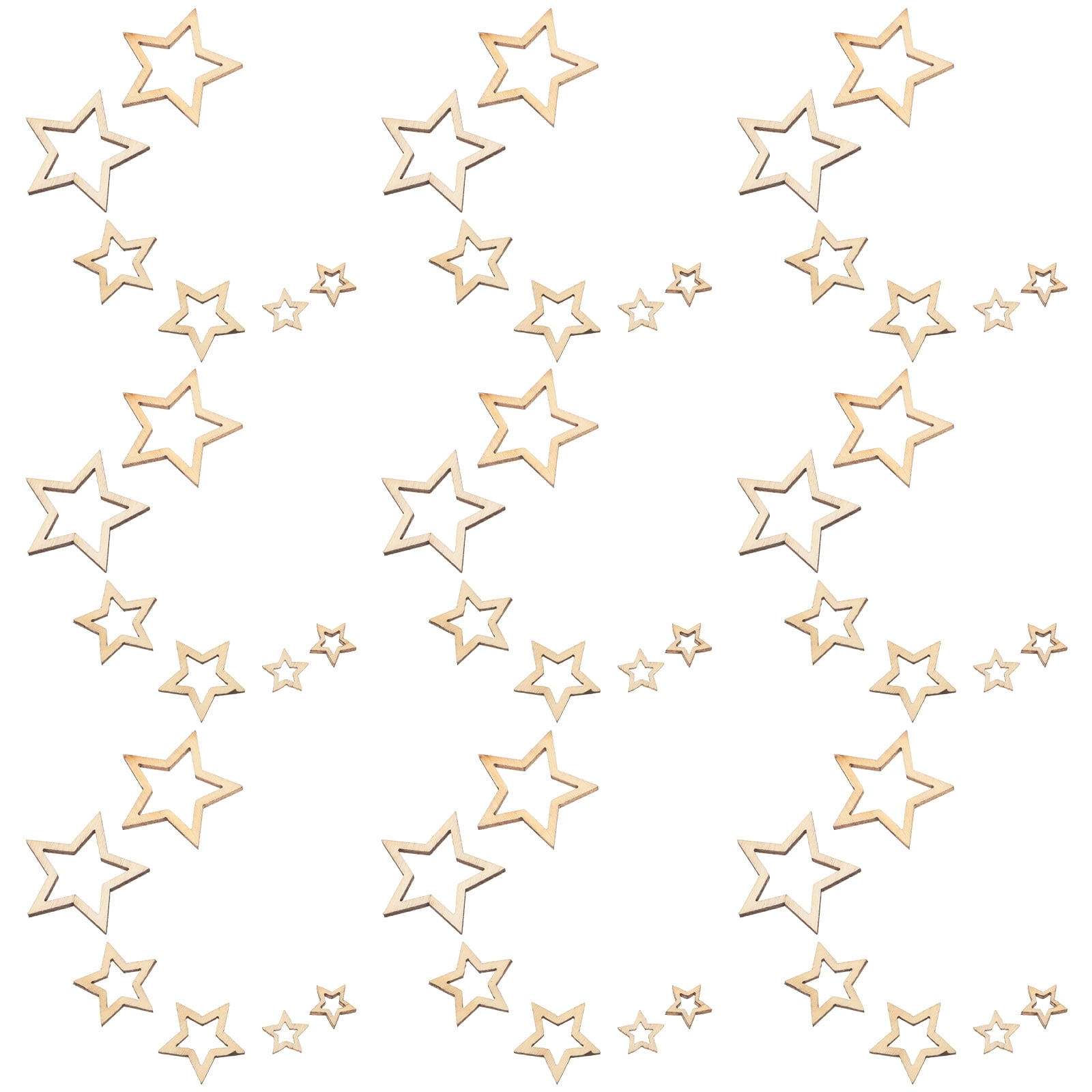 MLINS 100 Pcs Unfinished Natural Wood Slice Hollow Pentagram Shape ...