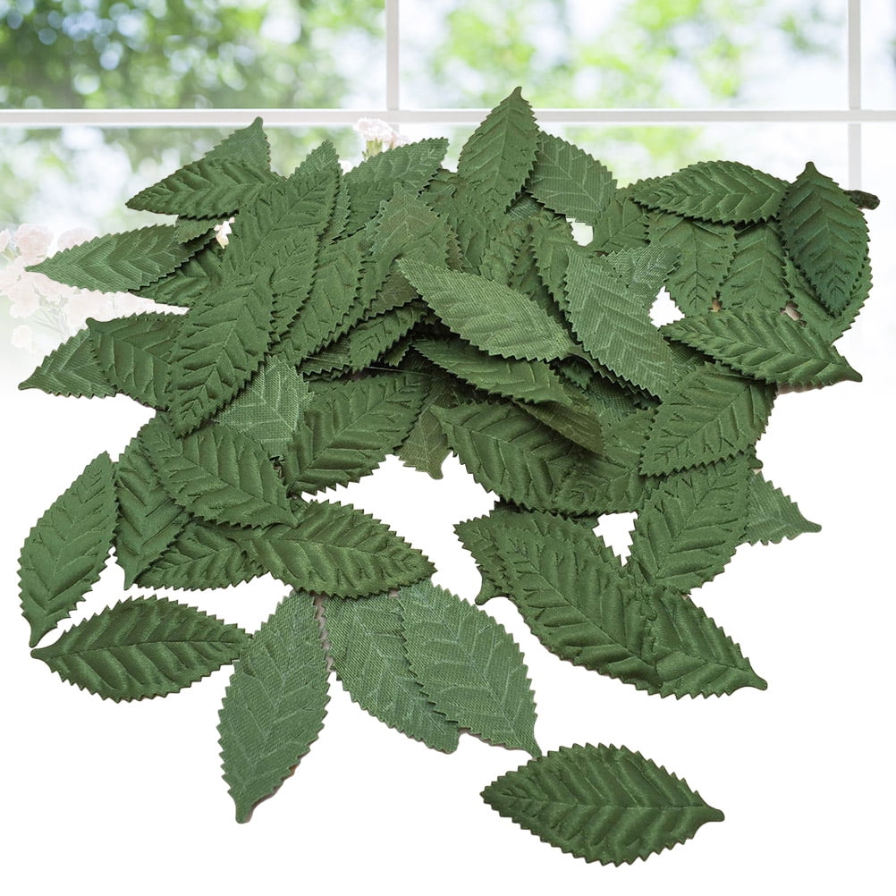 MLINS 100Set Green Artificial Silk Leaf for DIY Material and Handcrafts ...