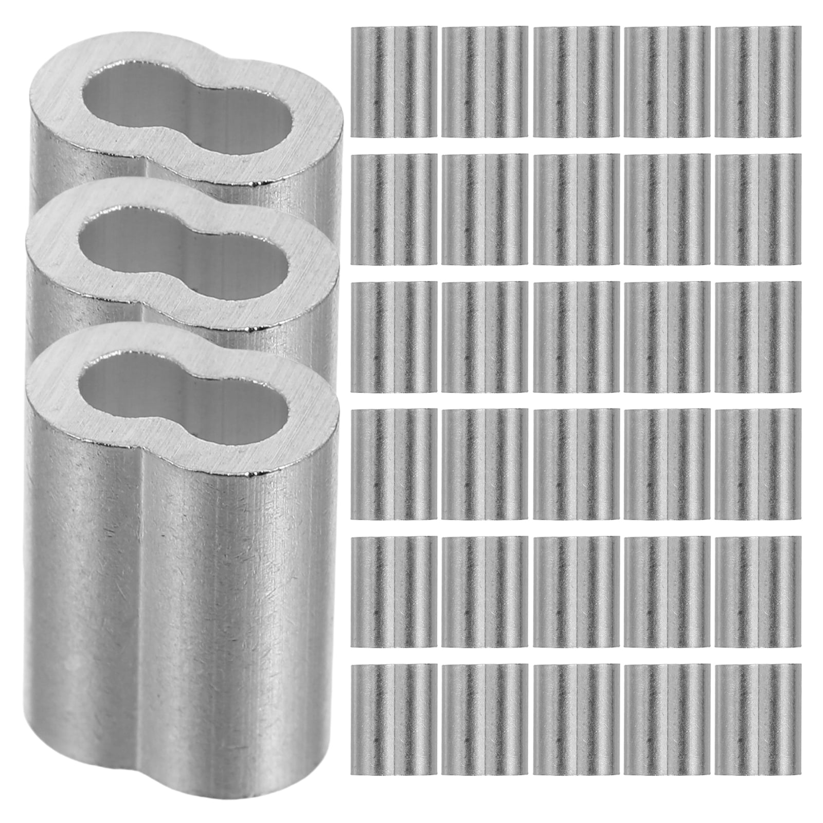 MLINS 100pcs Aluminum Cable Crimps Double Hole Crimping Loop Sleeve ...