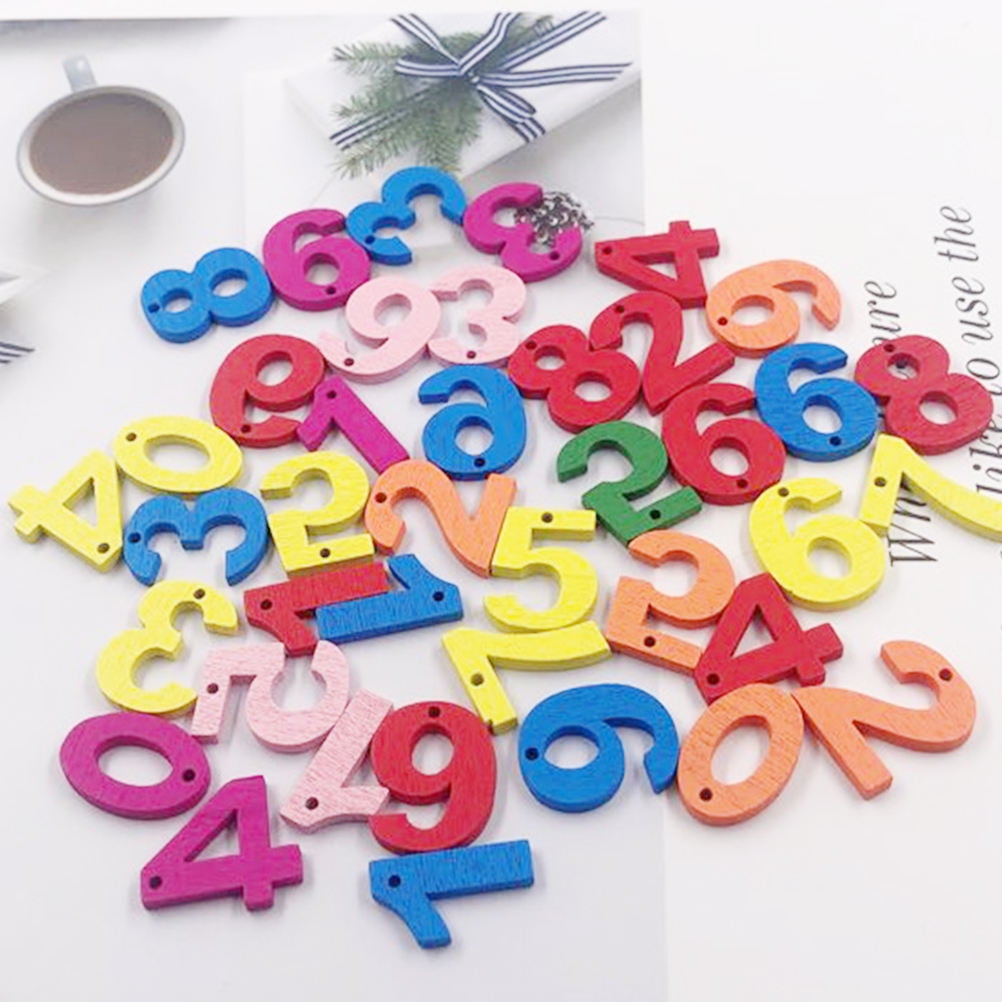 MLINS 100pcs Assorted Color Plastic DIY Number Wood Chips for Crafts ...
