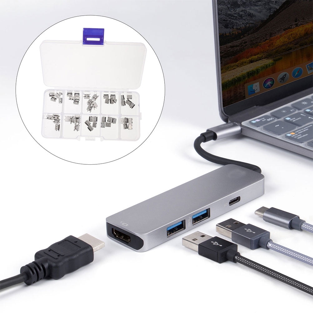 MLINS 100pcs Micro Usb Female Connector Kit 5-Pin Jack Socket Connector ...