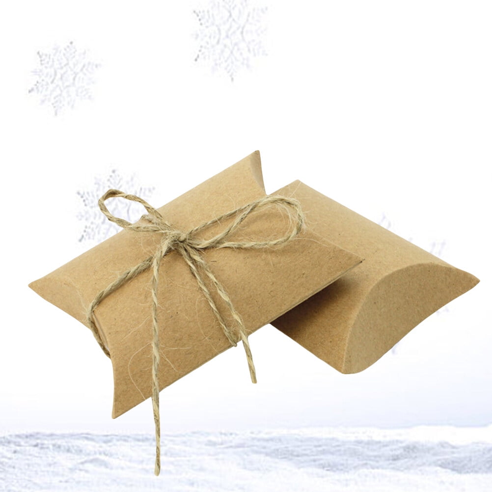 MLINS 100pcs Pillow Candy Boxes Kraft Paper Candy Gift Boxes Wedding ...