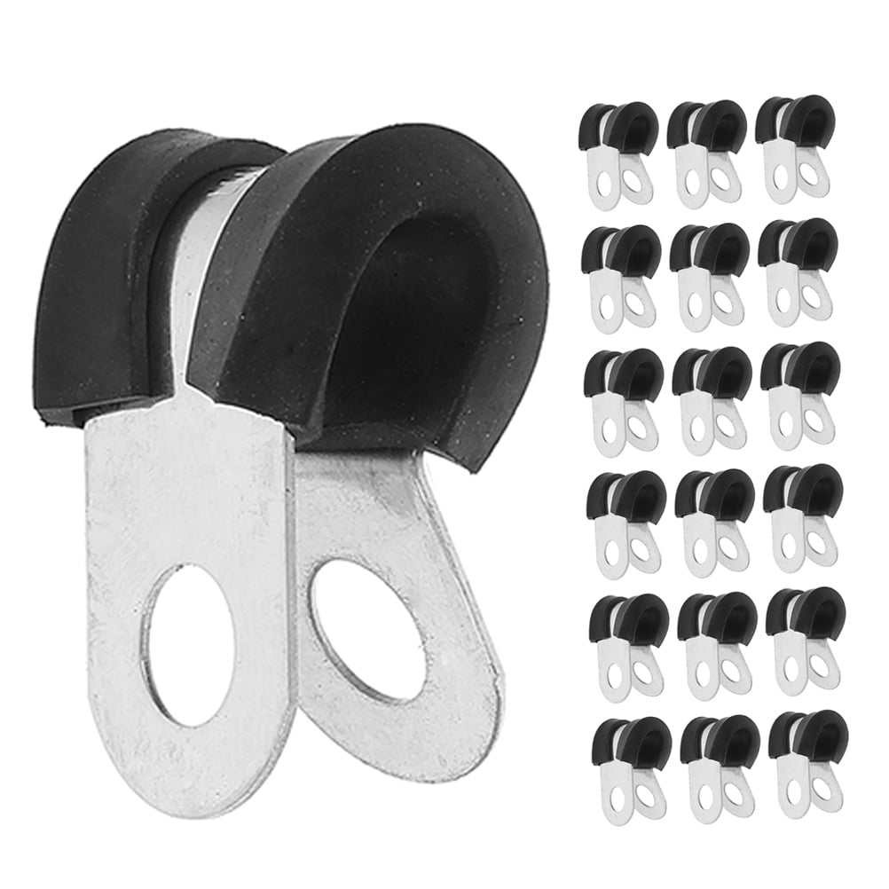 MLINS 100pcs Pipe Clips Cord Clamps Stainless Cable Clamps Plastic Cushioned Clamps Stainless ...