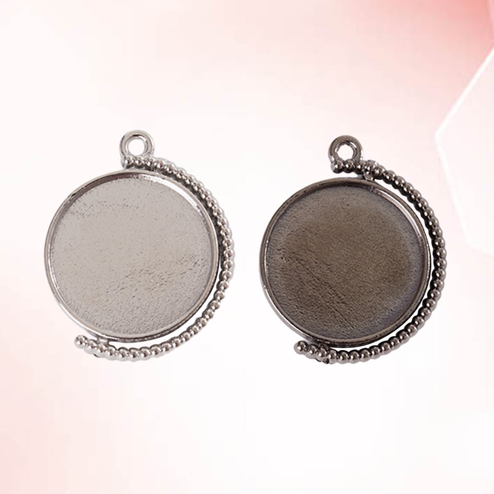 MLINS 10PC 25MM Rotating Double Sided Moon Pendants Round Blank Bezel ...