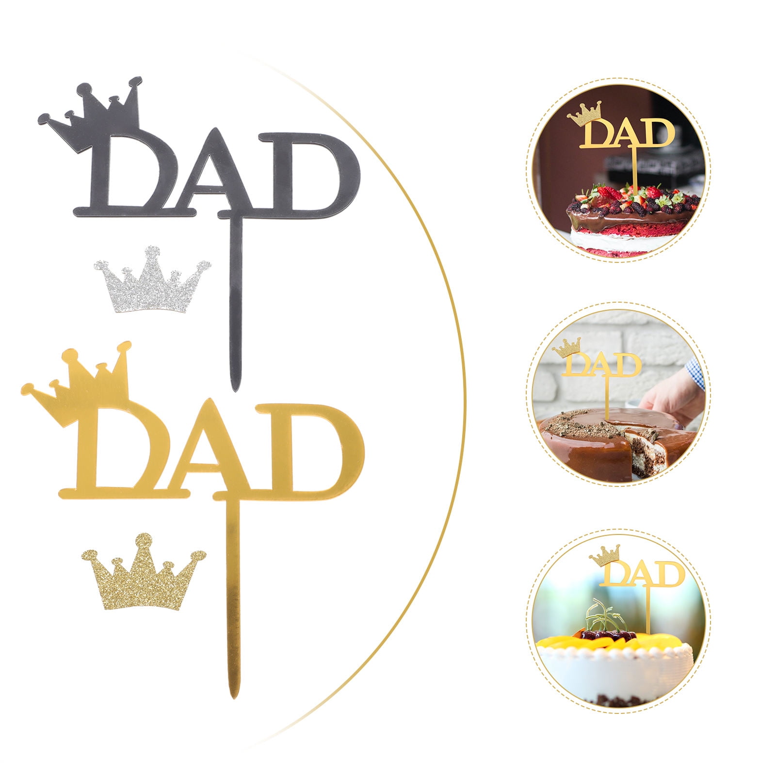 MLINS 10Pcs Dad Cake Toppers Crown Dad Cupcake Toppers Father's Day ...