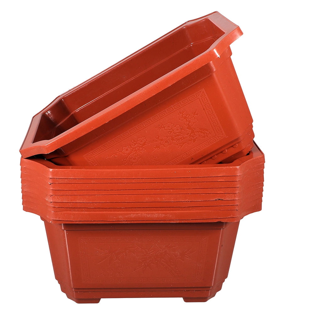 MLINS 10Pcs Drainable Planter Flowerpot Rectangular Plastic Plant Pots ...