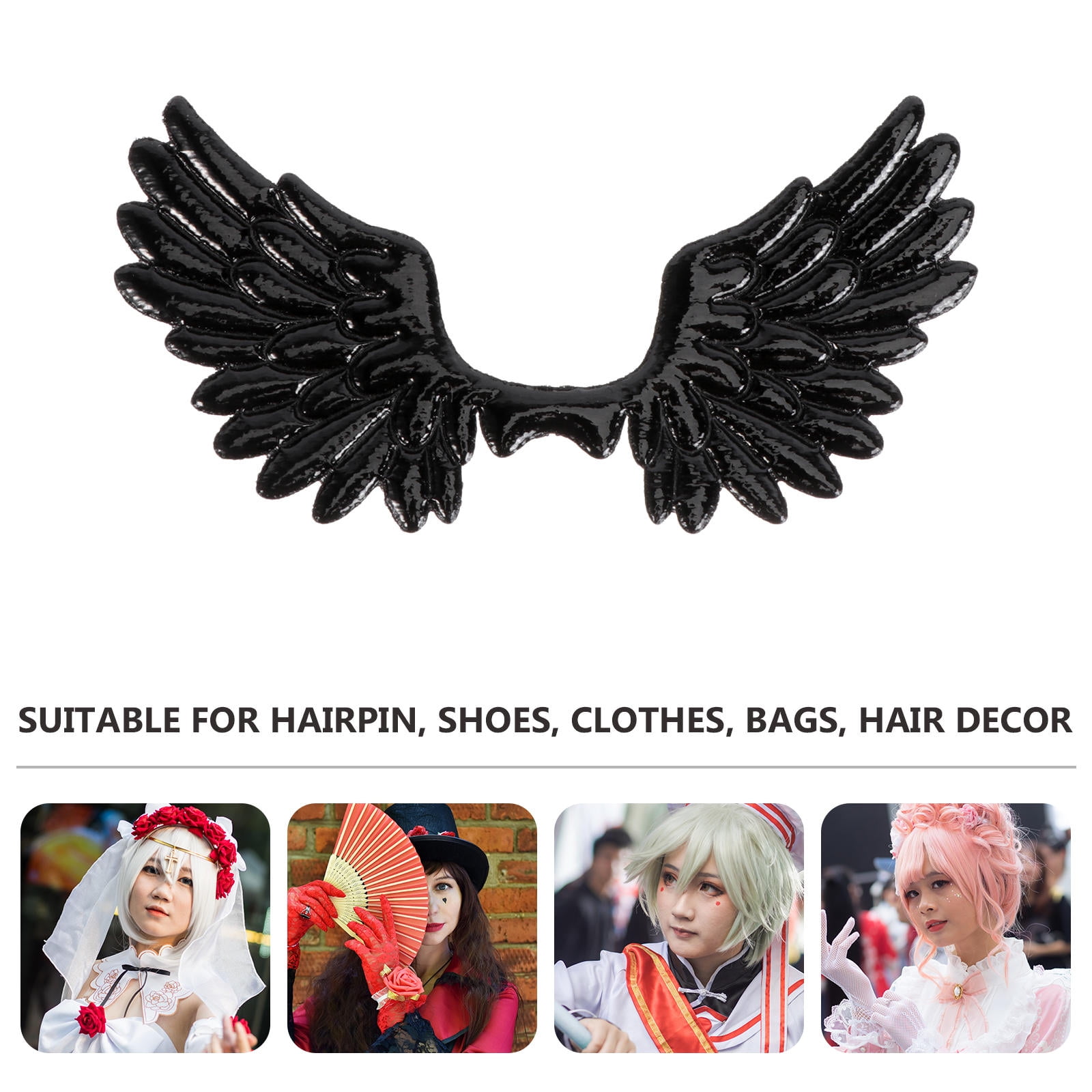 PTOOTP Creative Black Angel Wing Hair Ornament for Decoration 10Pcs ...