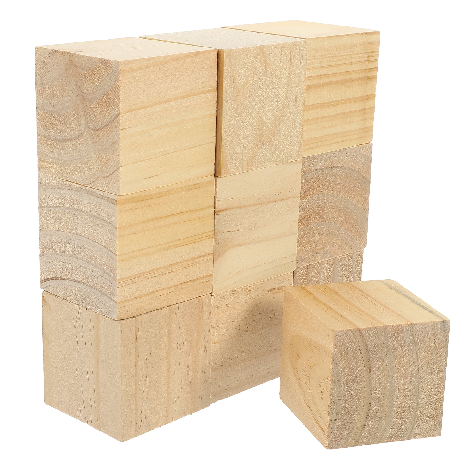 MLINS 10Pcs Wood Blocks Small Wooden Craft Cubes Precise Cutting Wood ...