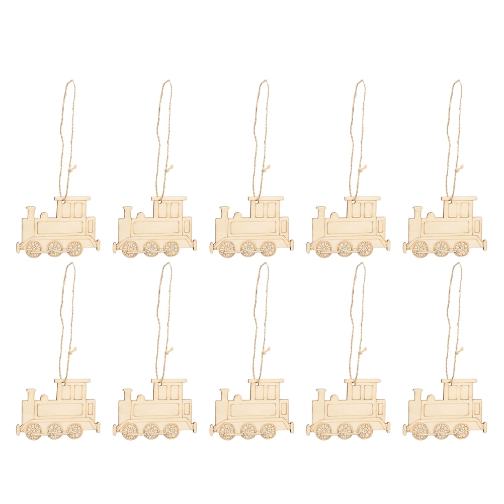 MLINS 10Pcs Wooden Train Shapes Pieces Wooden Train Cutouts Unfinished ...