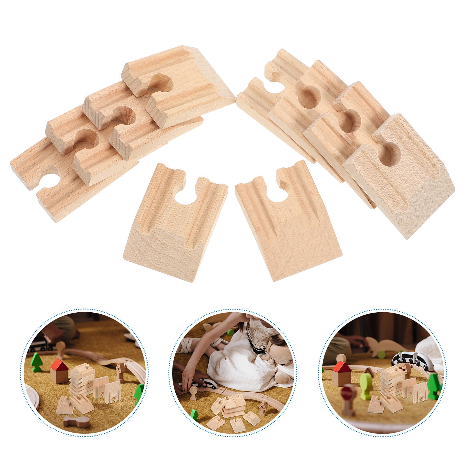 MLINS 10pcs Concave Train Tracks Wooden Train Scene Layout Railway ...