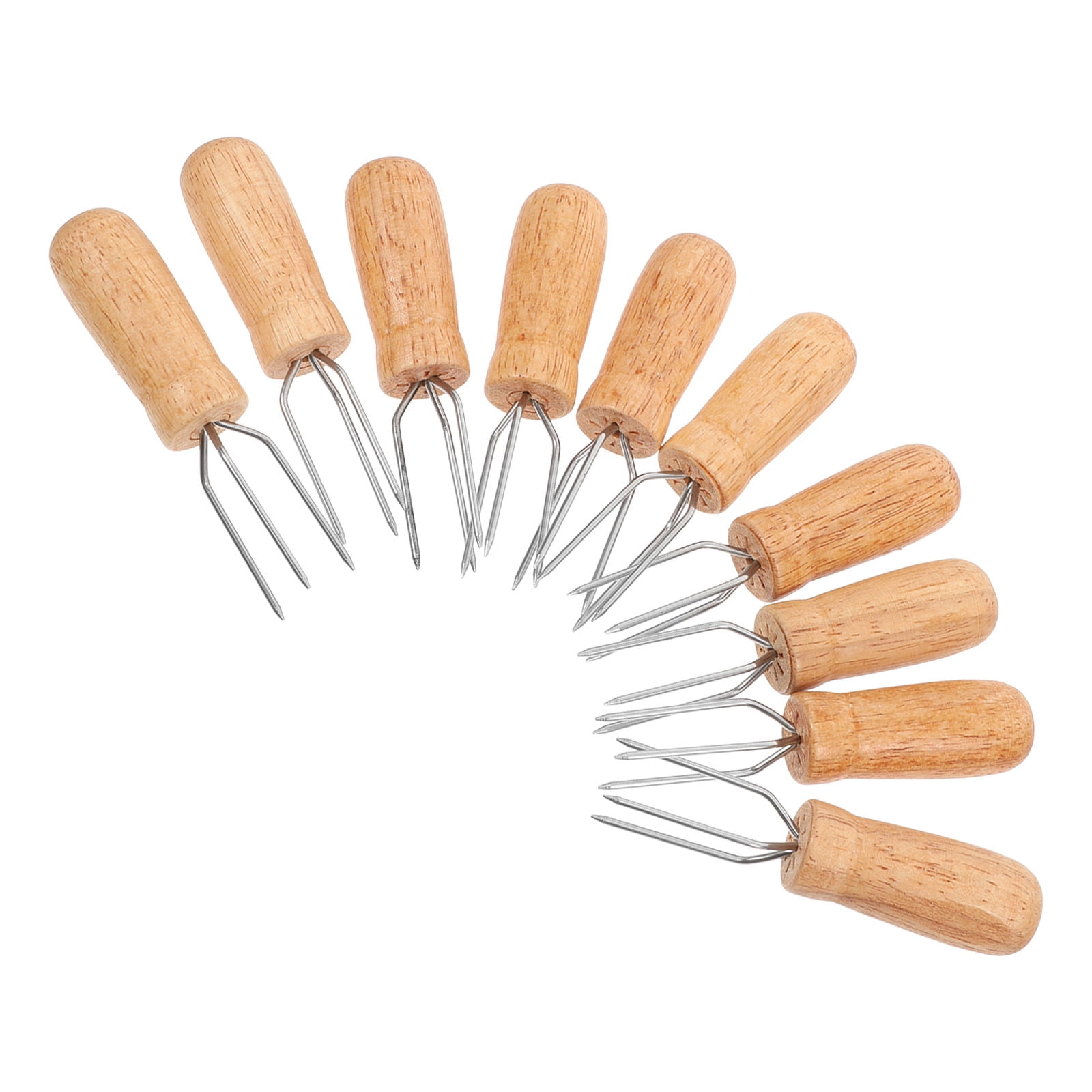 MLINS 10pcs Corn Holders Stainless Steel with Wooden Handles Corn On ...