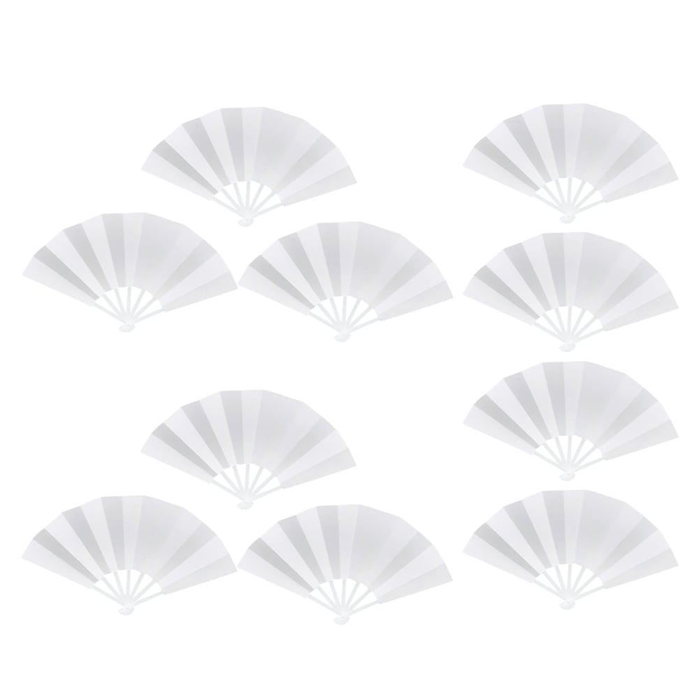 MLINS 10pcs DIY Painting Fans Handheld Blank Paper Fans Craft DIY Fans ...