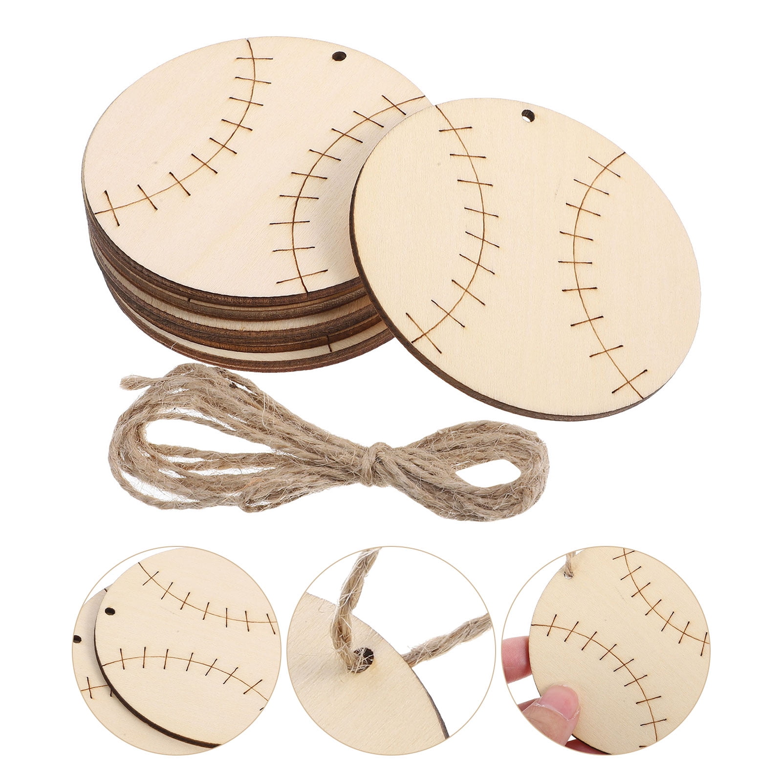 MLINS 10pcs Diy Wood Cutouts Sport Baseball Shaped Wooden Cutouts Sport ...