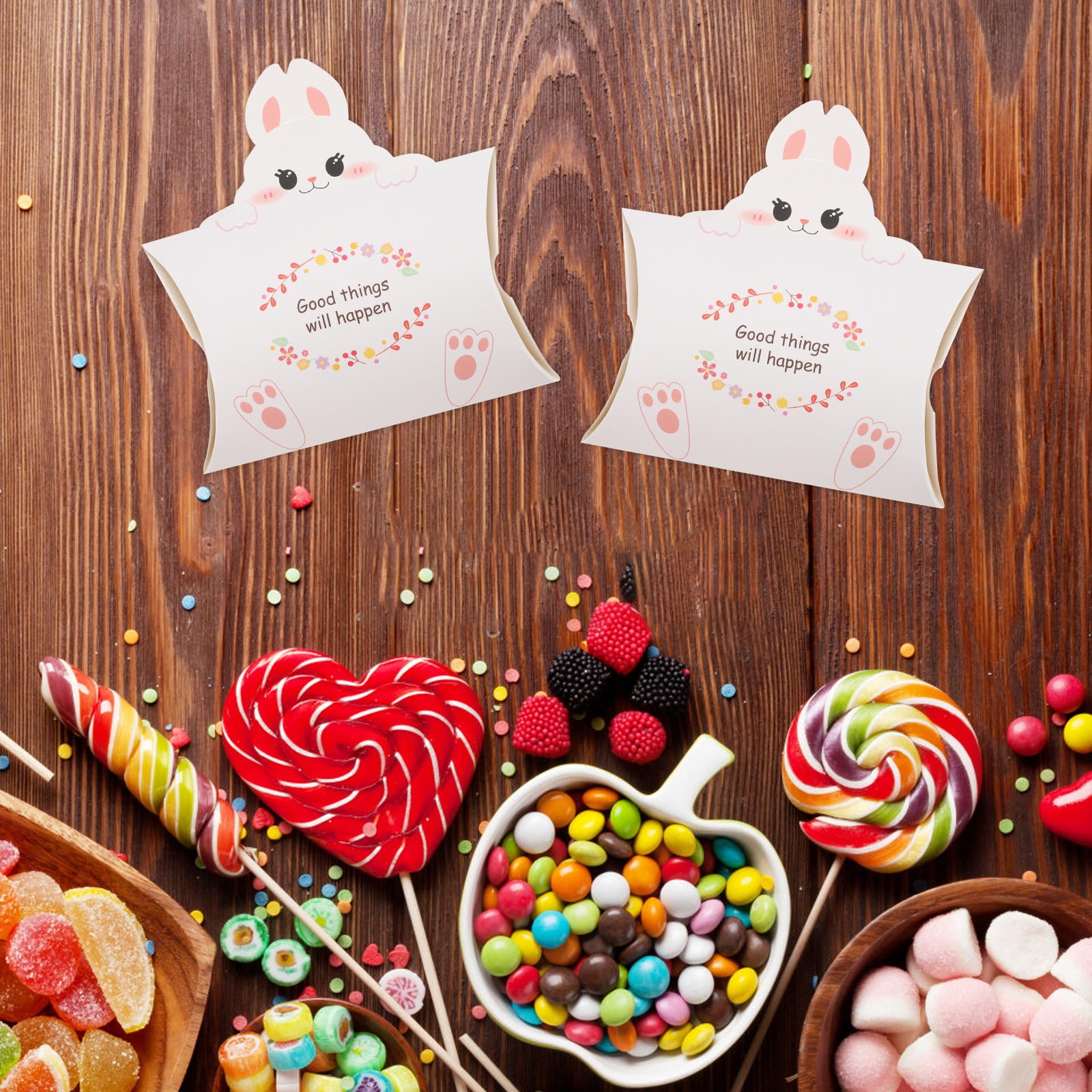 MLINS 10pcs Foldable Cartoon Rabbit Candy Pillow Boxes 3D Treat Boxes ...